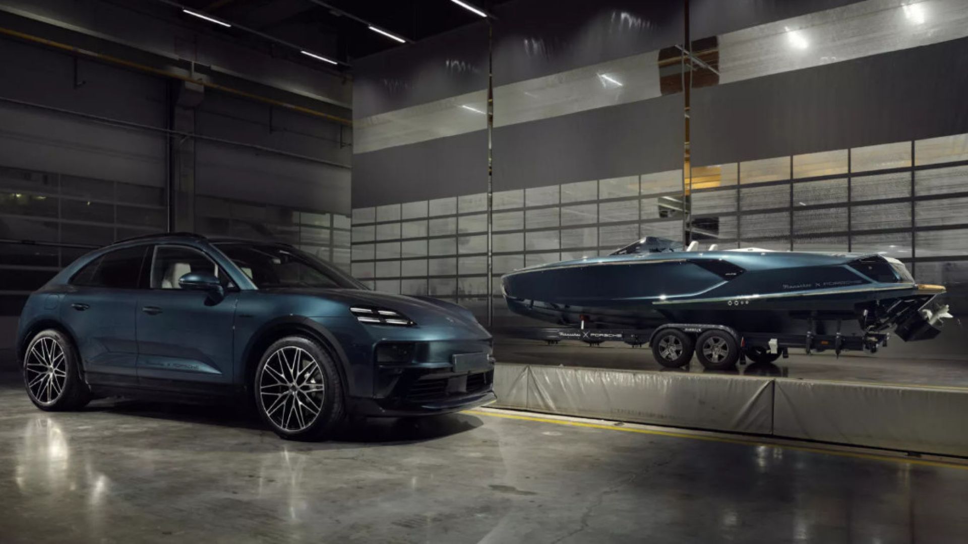 SUV Porsche Macan Turbo Concept Lago e barca Frauscher Spectre 790